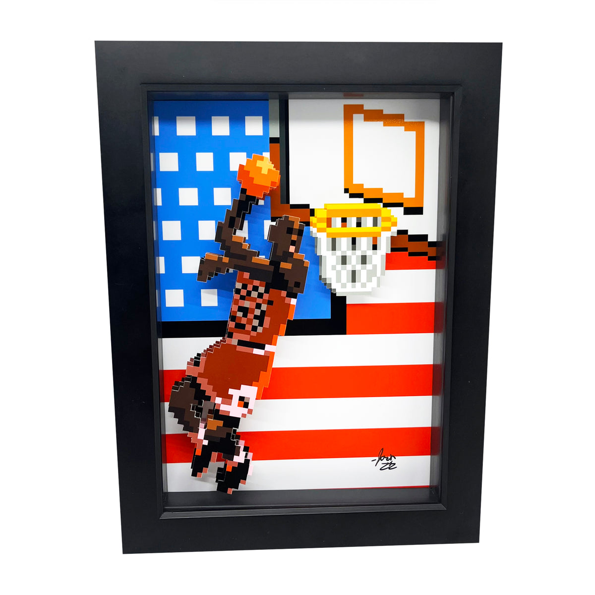 8 Bit Michael Jordan 3D Art - Basketball Dunk | Framed – PopsicArt