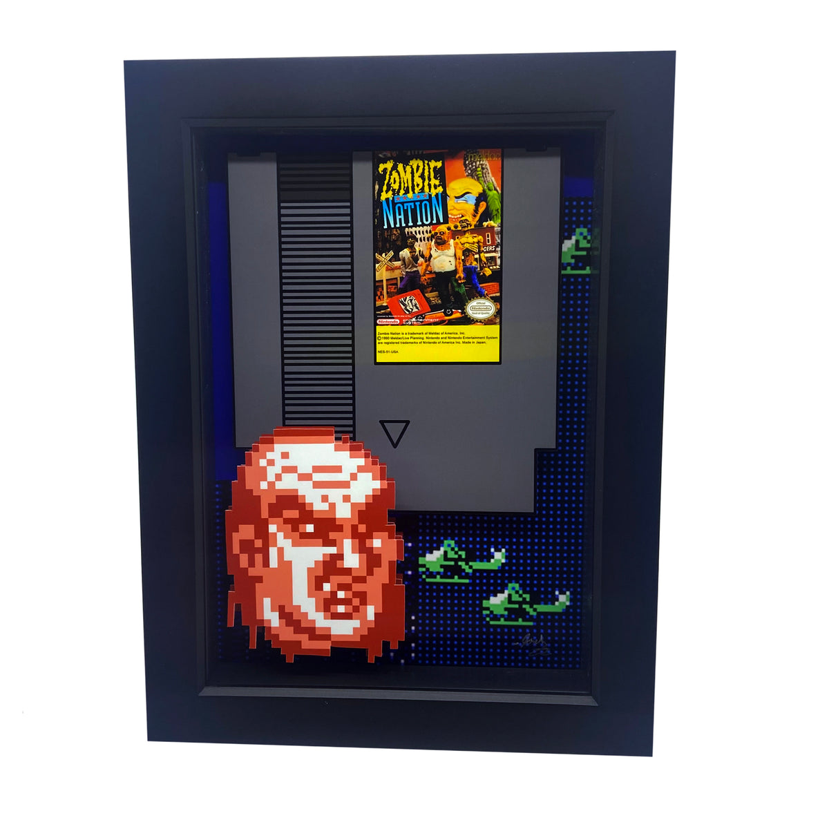 NES Zombie Nation 3D Art - Namakubi Samurai Head | Framed – PopsicArt