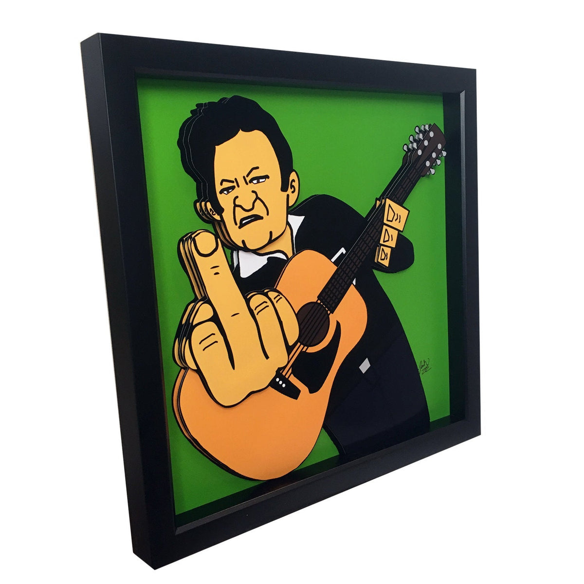 Johnny Cash 3D Art - Man in Black Guitar | Framed 12x12 – PopsicArt