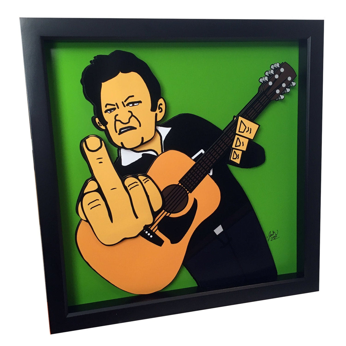Johnny Cash 3D Art - Man in Black Guitar | Framed 12x12 – PopsicArt