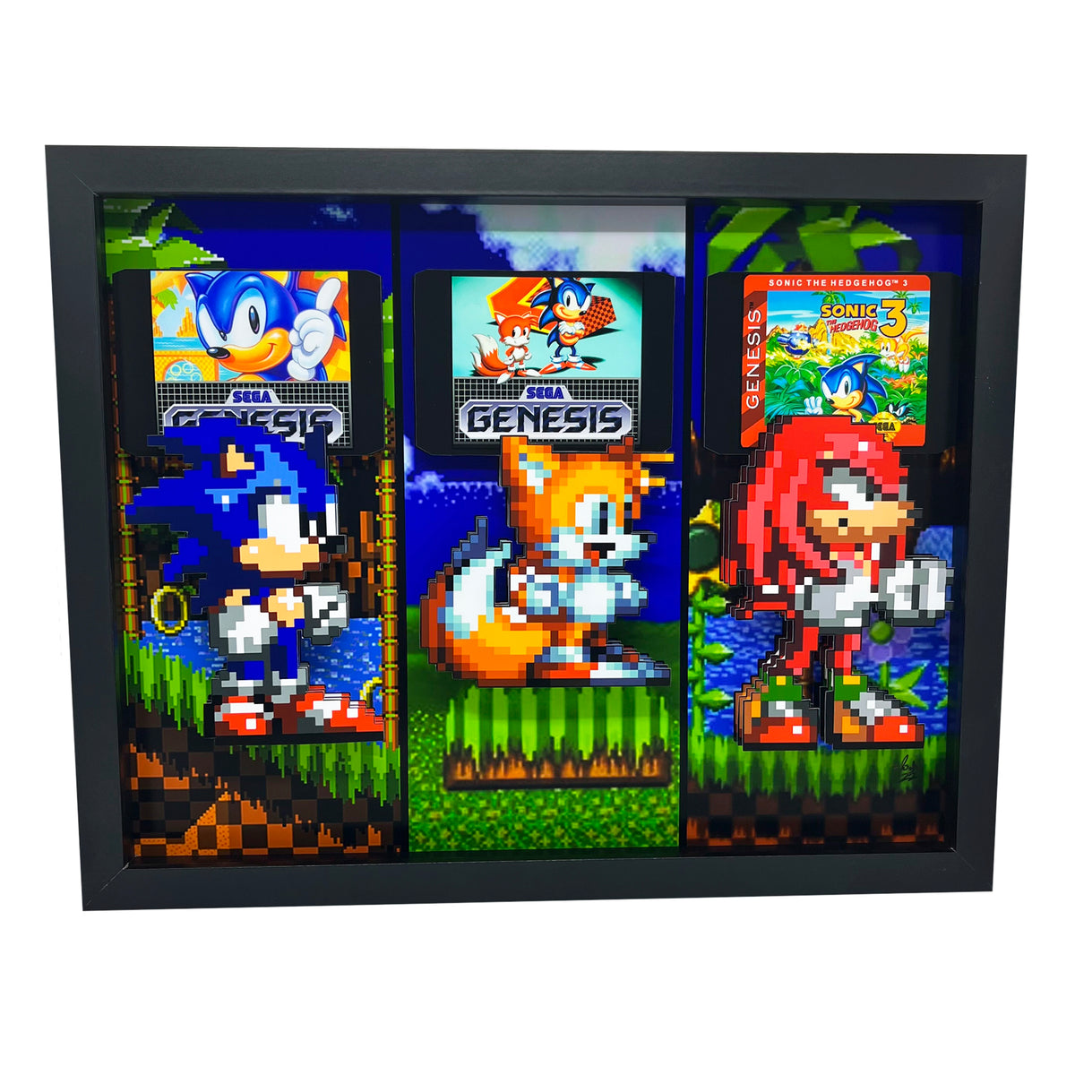 Sonic Trilogy 3D Art - Sega Genesis 1, 2 & 3 | Framed 11x14 – PopsicArt